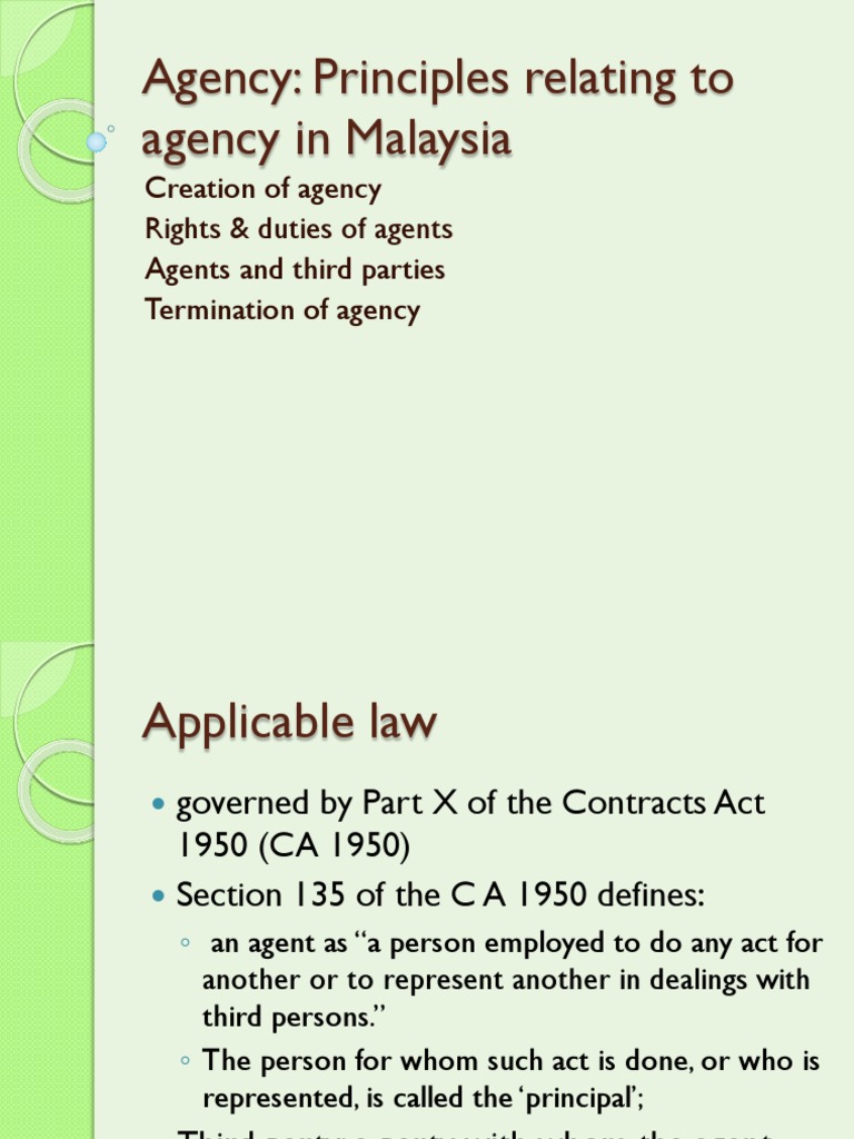 Law of Agency (Autosaved) | PDF | Law Of Agency | Civil Law (Legal System)