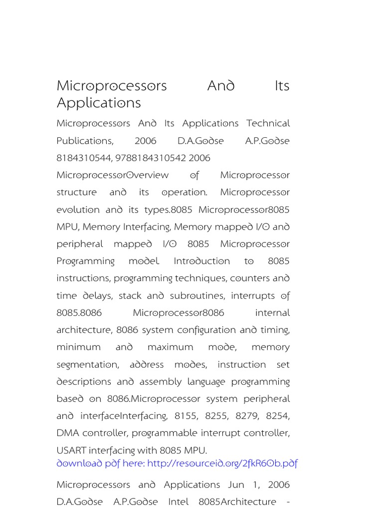 Microprocessors and Its Applications Da God Sea P Godse | PDF | Central ...