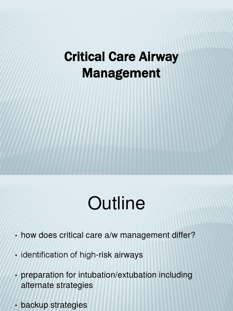 Critical Care Airway Management | PDF | Anesthesia | Health Sciences