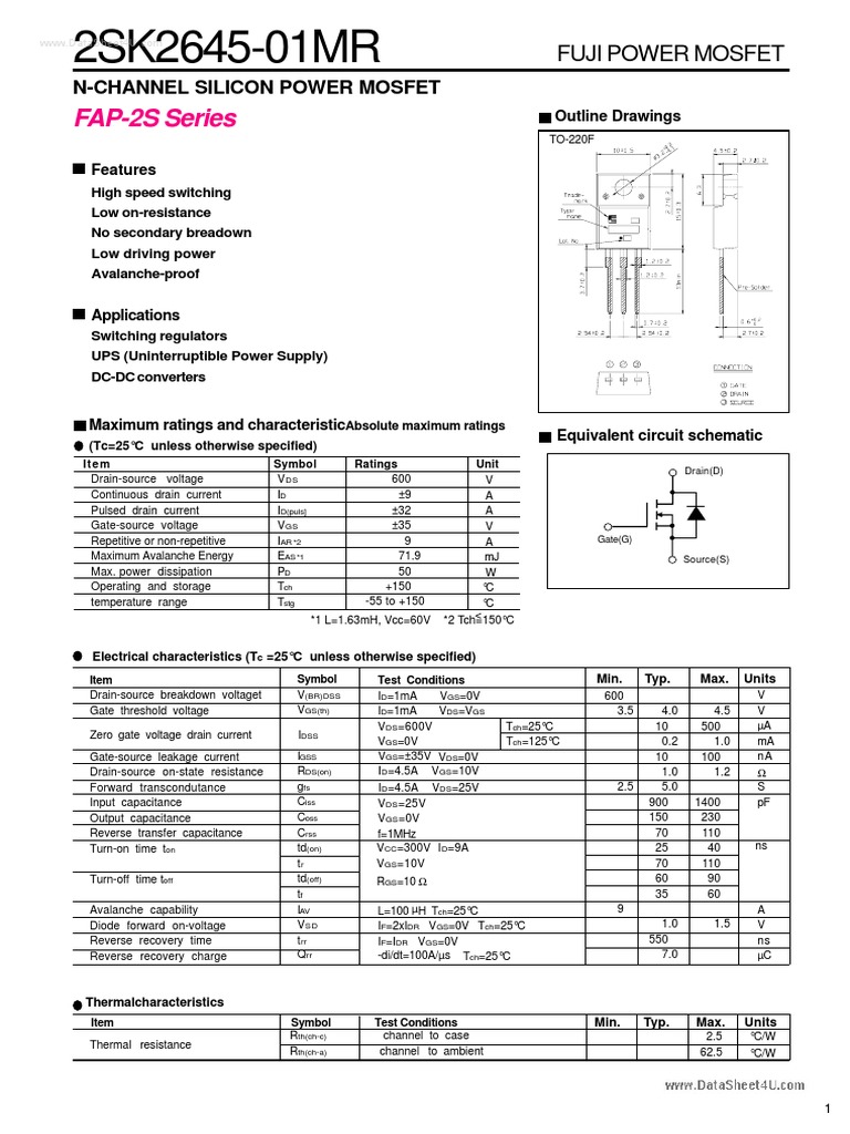 K2645-01MR FujiElectric PDF | PDF | Semiconductor Devices ...