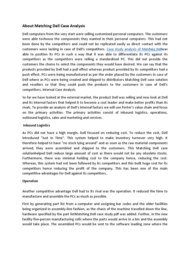 About Matching Dell Case Analysis | PDF | Dell | Personal Computers