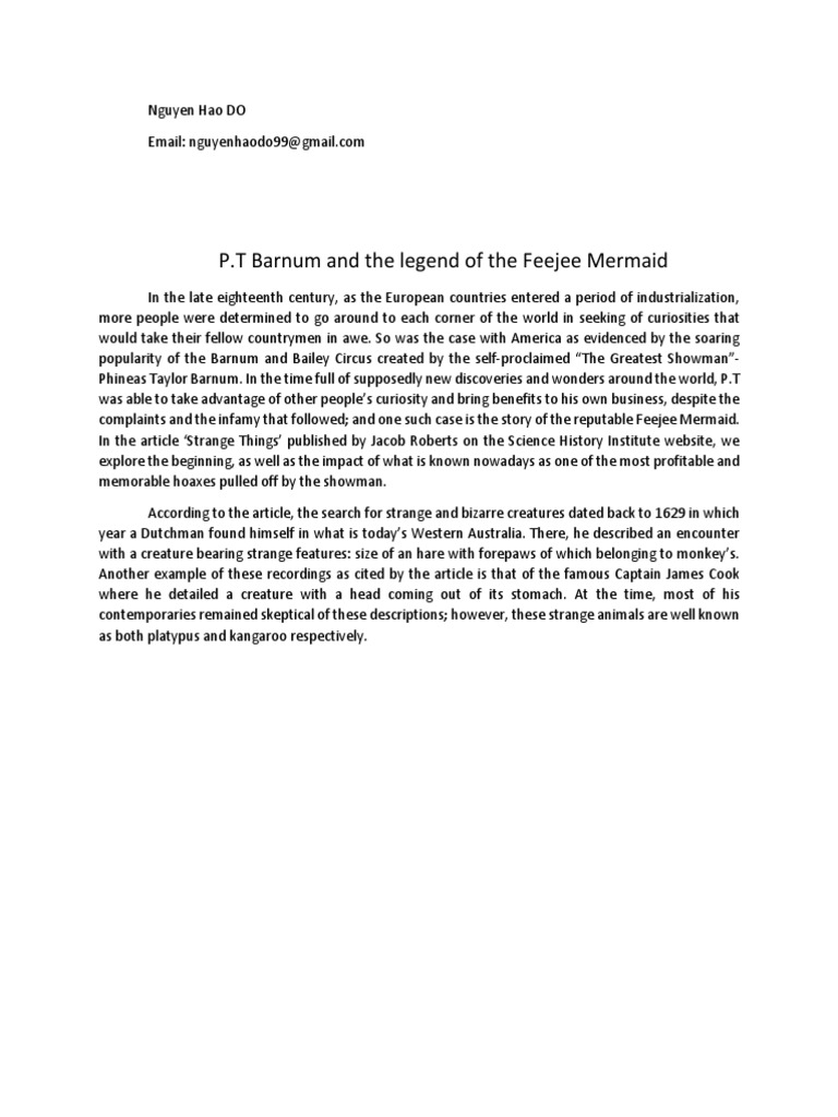 The Legend of P.T. Barnum's Feejee Mermaid Hoax and its Lasting Impact ...