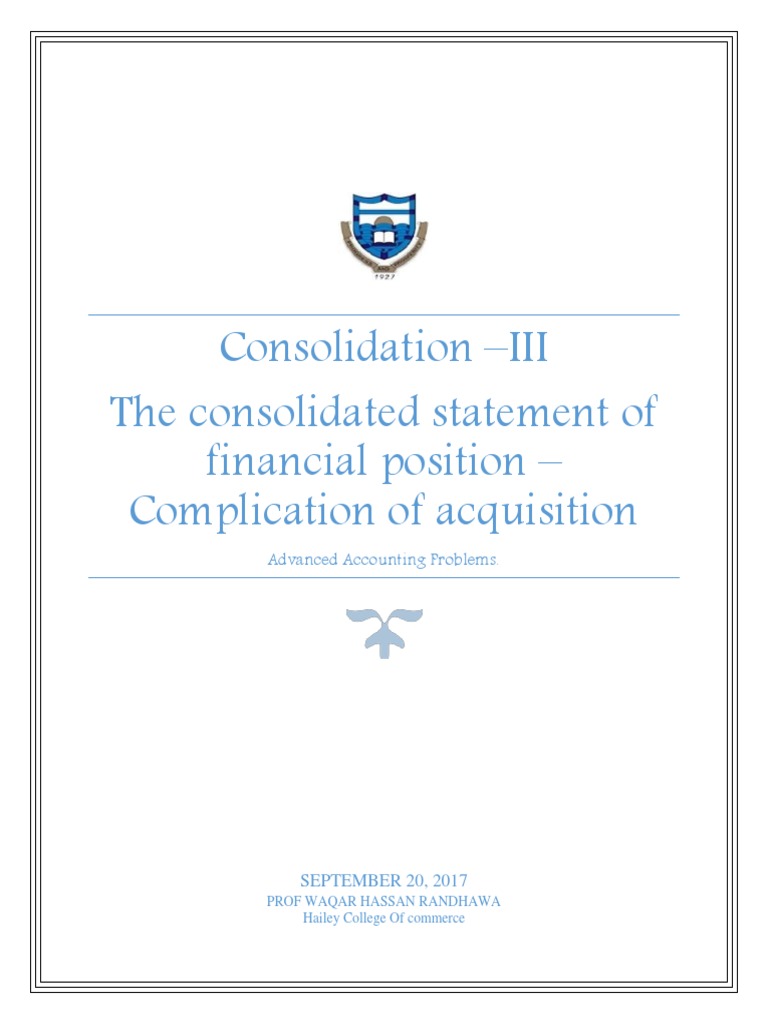 Consolidation III | PDF | Consolidation (Business) | Goodwill (Accounting)