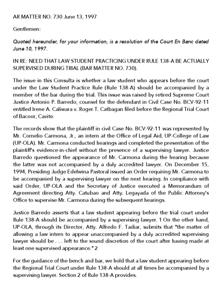 Law Student Supervision Requirement | PDF | Lawyer | Law School