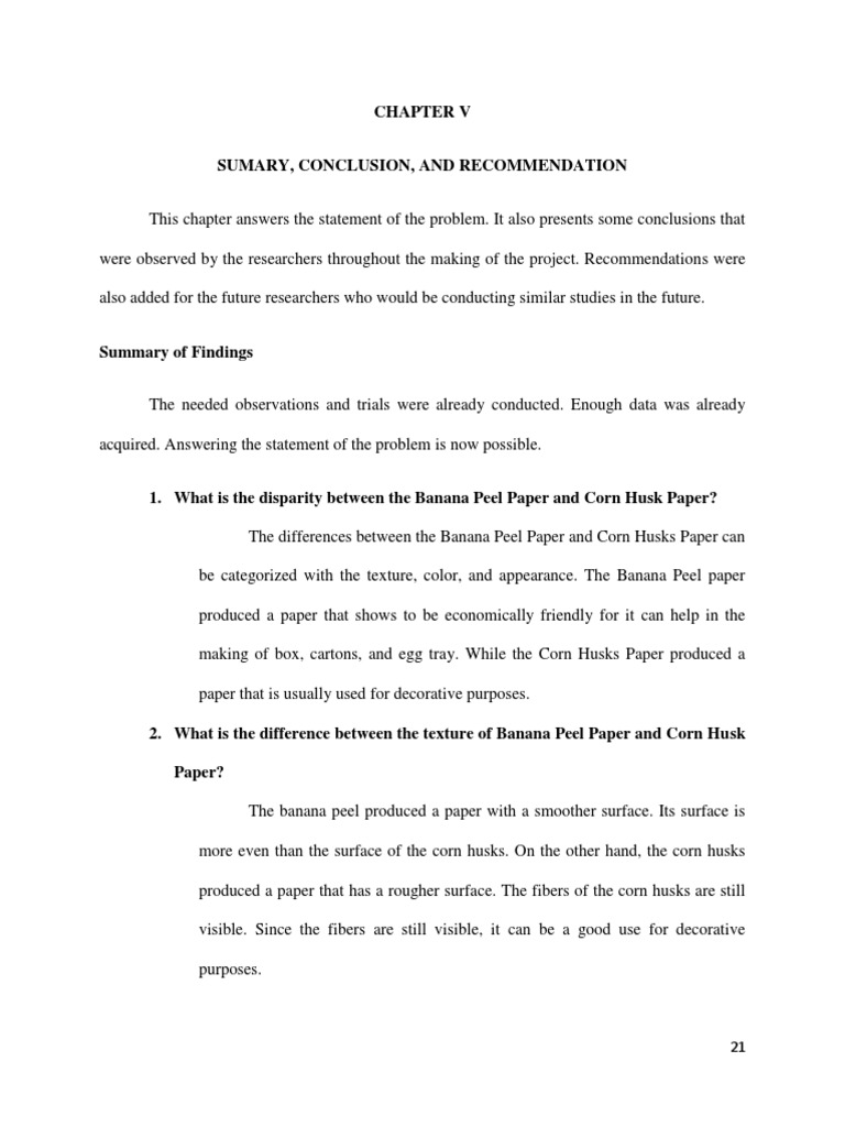 Chapter 5 Summary Conclusion Recommendation | PDF | Paperboard | Banana