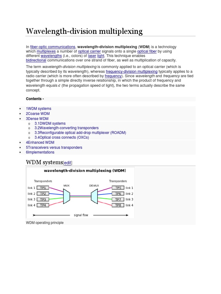 Wavelength-Division Multiplexing: WDM Systems | PDF | Wavelength ...