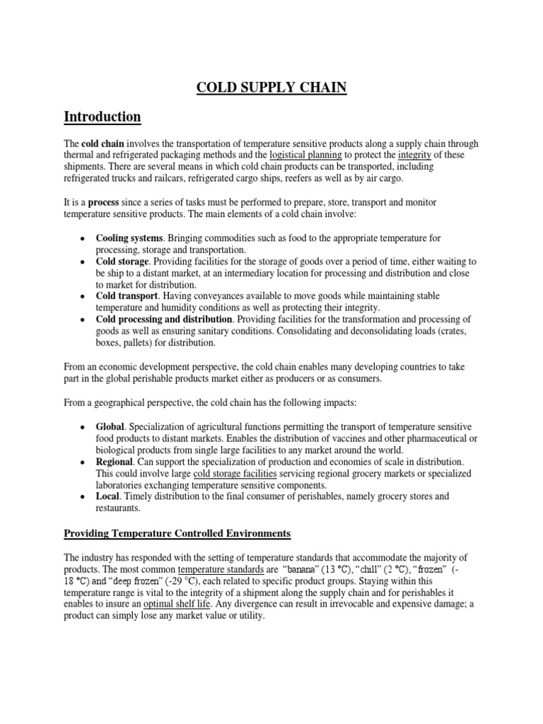 Cold Supply Chain Providing Temperature Controlled Environments Pdf