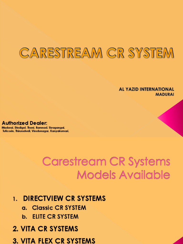 CARESTREAM CR SYSTEM MAIN Model - PPSX | PDF