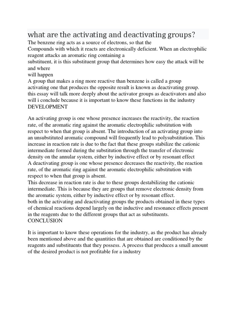 What Are The Activating and Deactivating Groups? | Download Free PDF ...