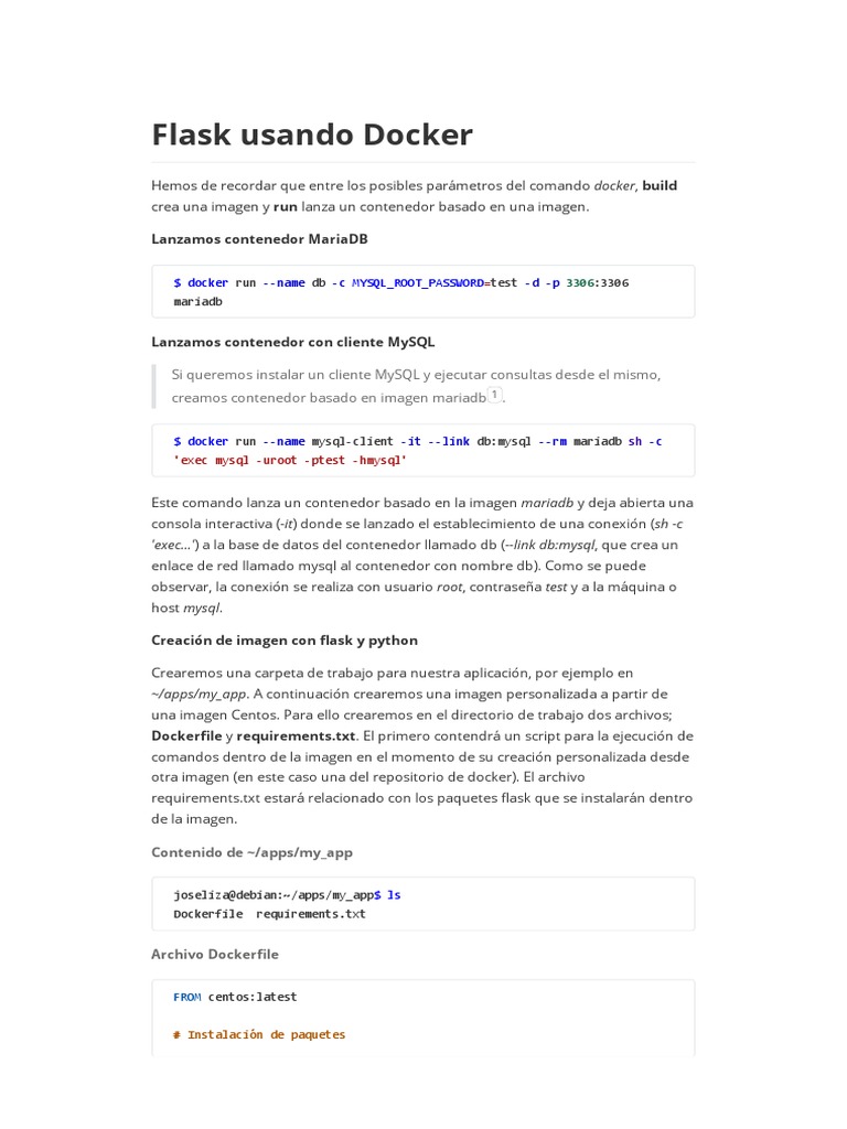 Flask Usando Docker | PDF | Archivo de computadora | Interfaz de línea ...