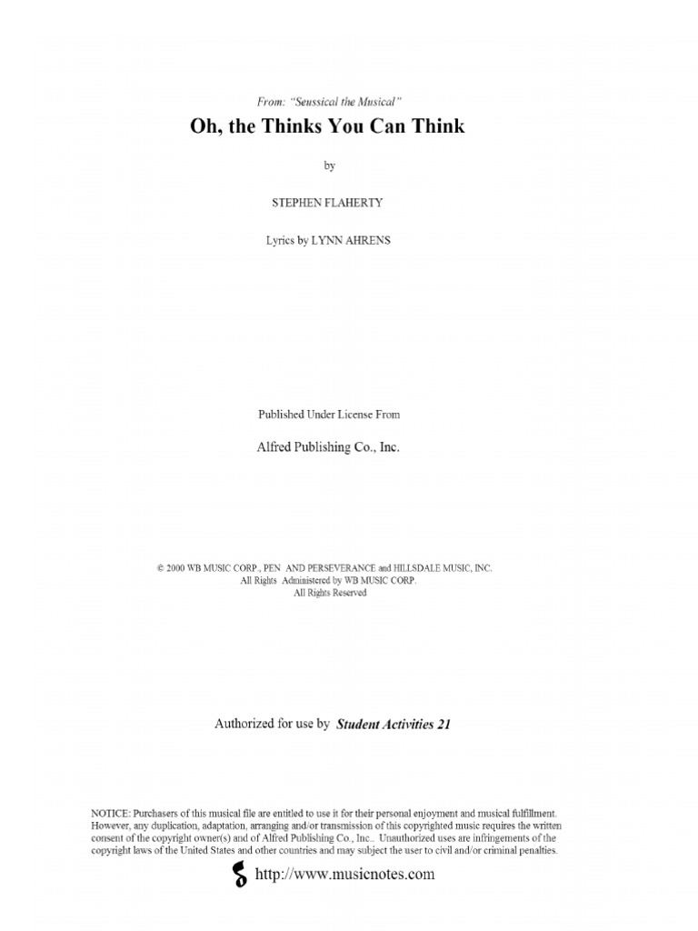 Oh The Thinks You Can Think PDF | PDF