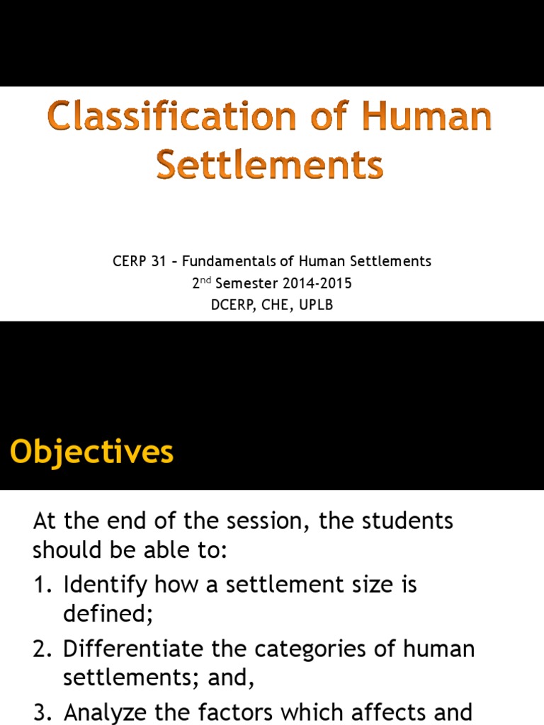 Classification of Human Settlements | PDF | Village