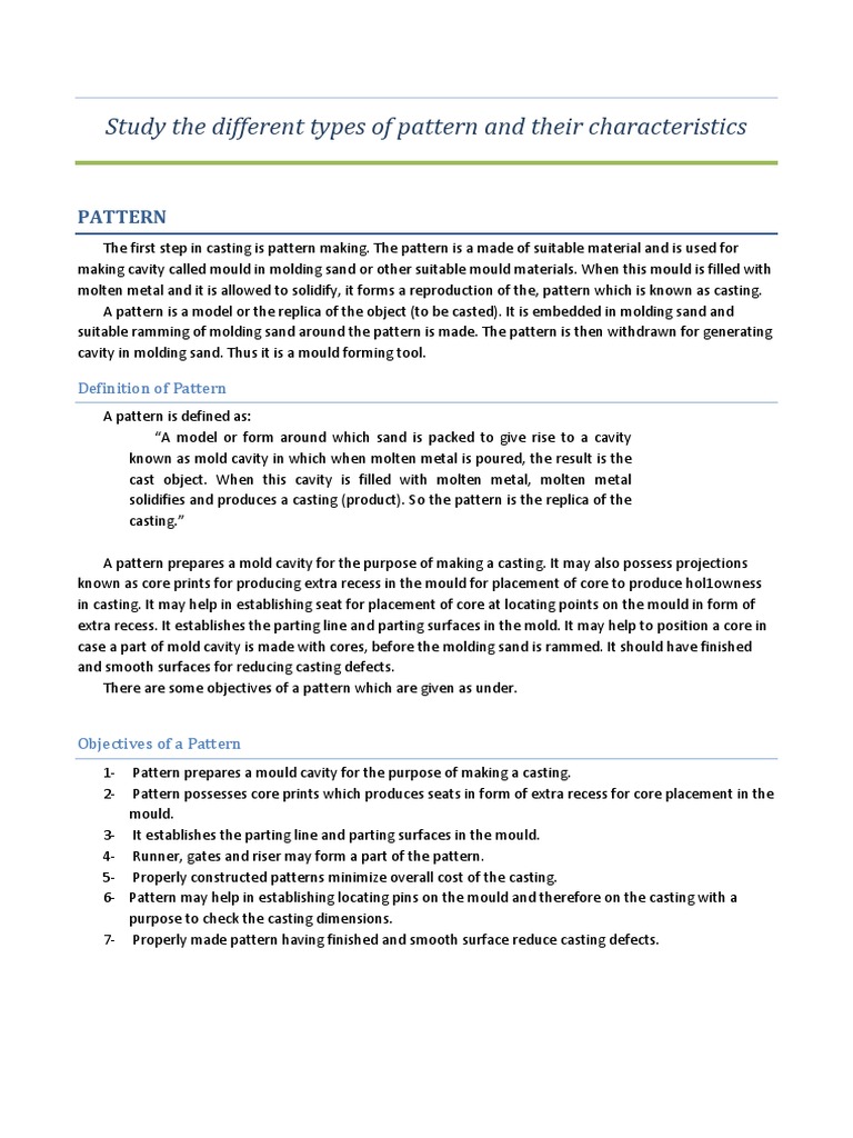 Study The Different Types of Pattern and Their Characteristics | PDF ...