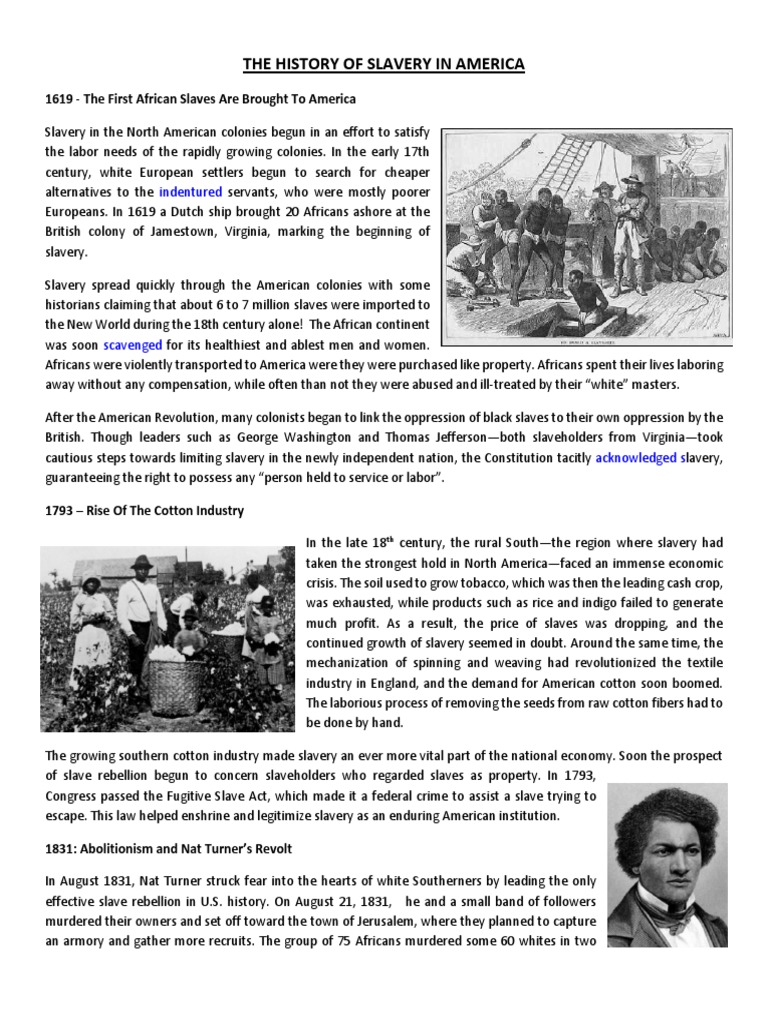 The History of Slavery in America: Indentured | PDF | Abolitionism In ...