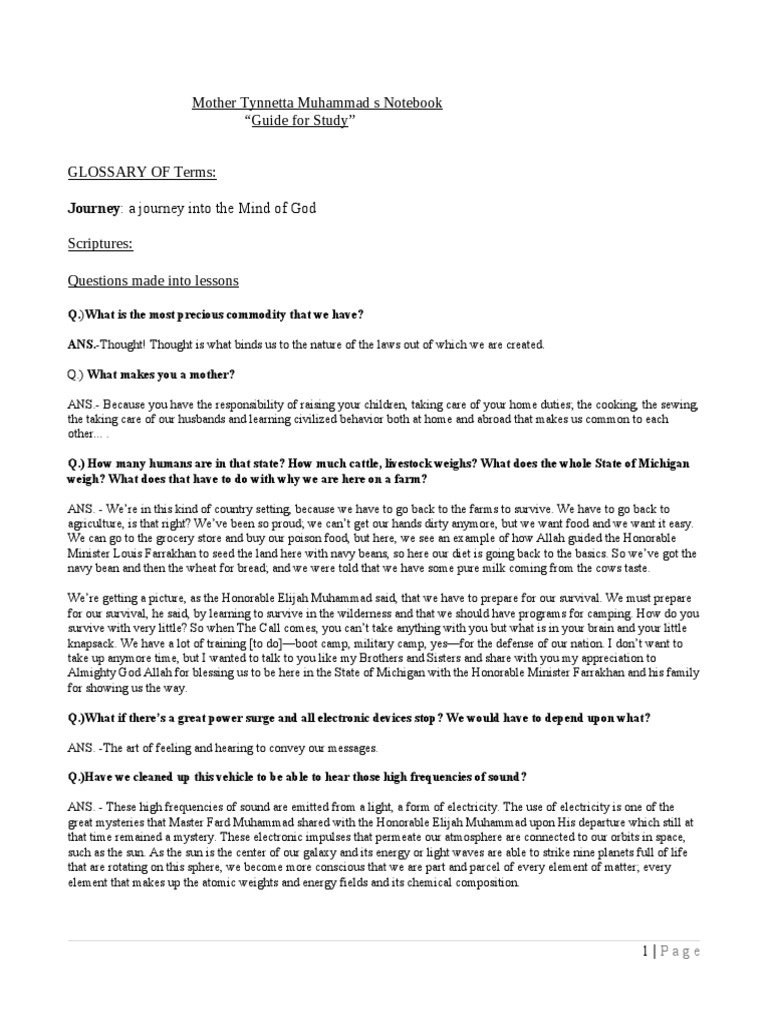 Mother Tynnetta Muhammad S Notebook | PDF | Surah | Quran