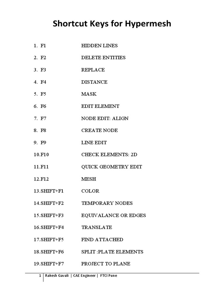 Short Keys of Hypermesh | PDF