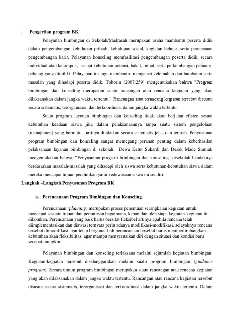 Pengertian Program BK | PDF