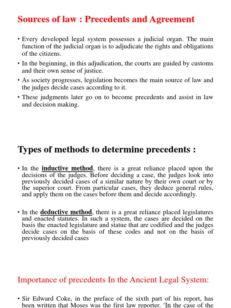 Sources of Law: Precedents and Agreement | PDF | Precedent | Sources Of Law