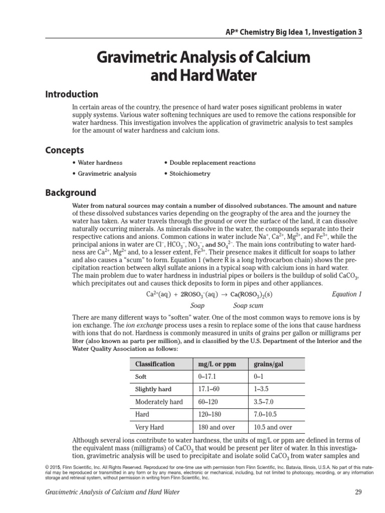 3 - Gravimetric Analysis of Calcium and Hard Water - S | PDF ...