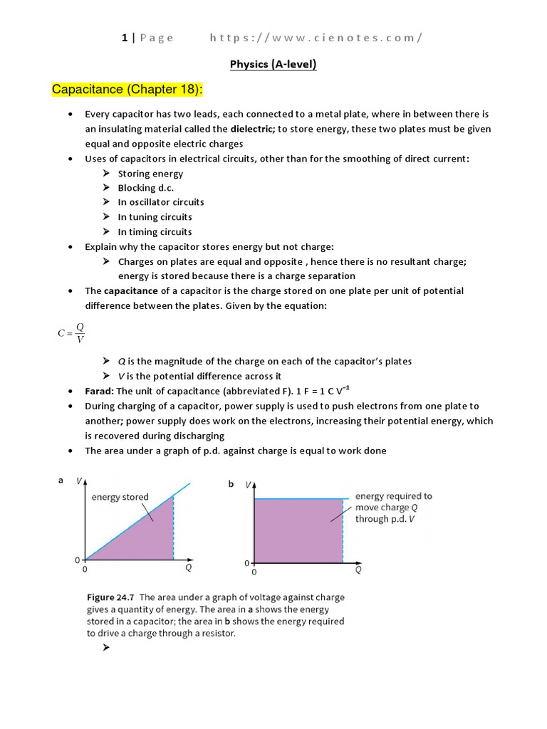 Capacitance (Chapter 18) :: 1 - Physics (A-Level) | PDF | Capacitor | Magnetic Field