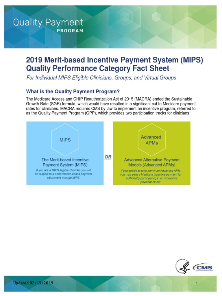 2019 MIPS Quality Performance Category Factsheet | PDF | Medicare ...