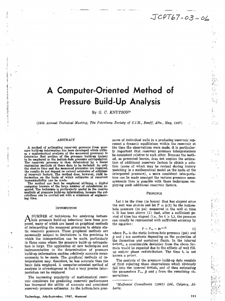 Oriented Method of Pressure Buildup Analysis | PDF | Pressure ...