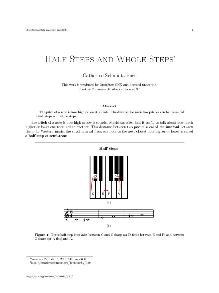 Half Steps and Whole Steps Worksheet | PDF | Scale (Music) | Pitch (Music)