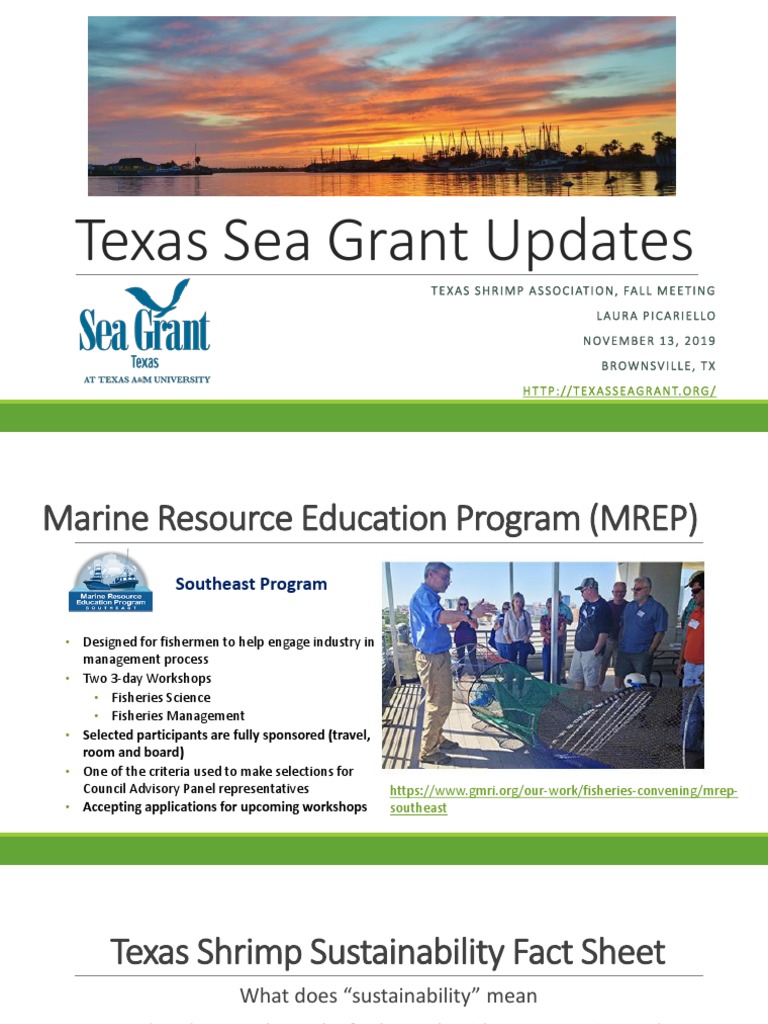 Texas Sea Grant Updates: Texas Shrimp Association, Fall Meeting Laura ...