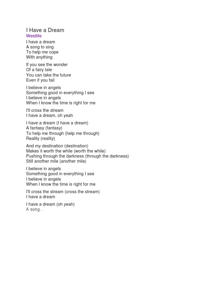 I Have A Dream: Westlife | PDF