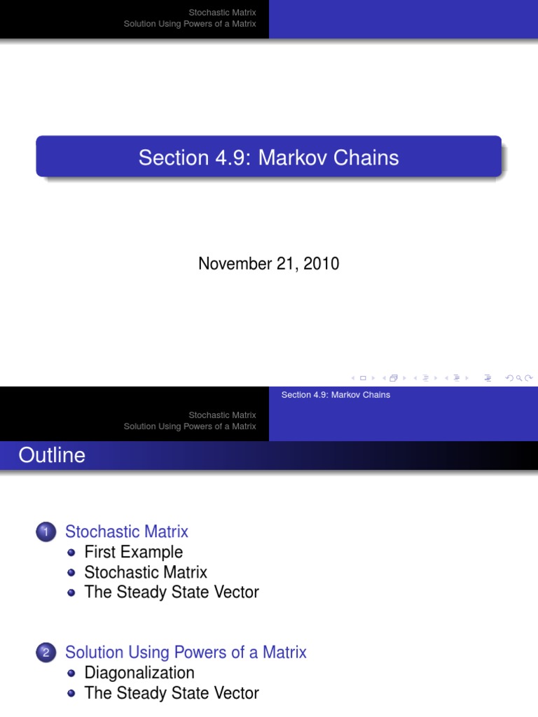 Section - 49 Markov Chain Steady State PDF | PDF | Eigenvalues And ...