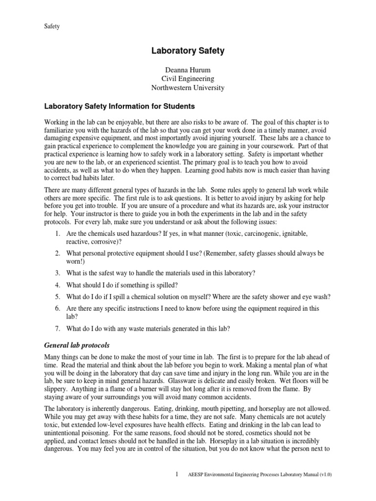Lab Safety Notes | PDF | Laboratories | Mercury (Element)
