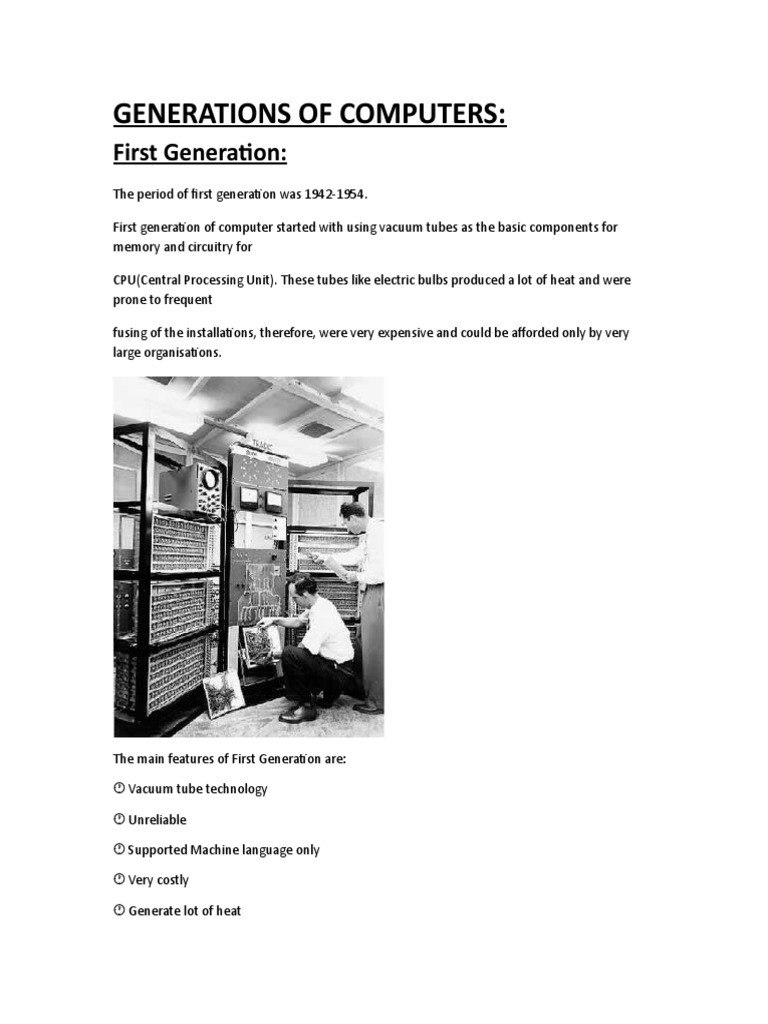 Generations of Computers:: First Generation | PDF | Integrated Circuit ...