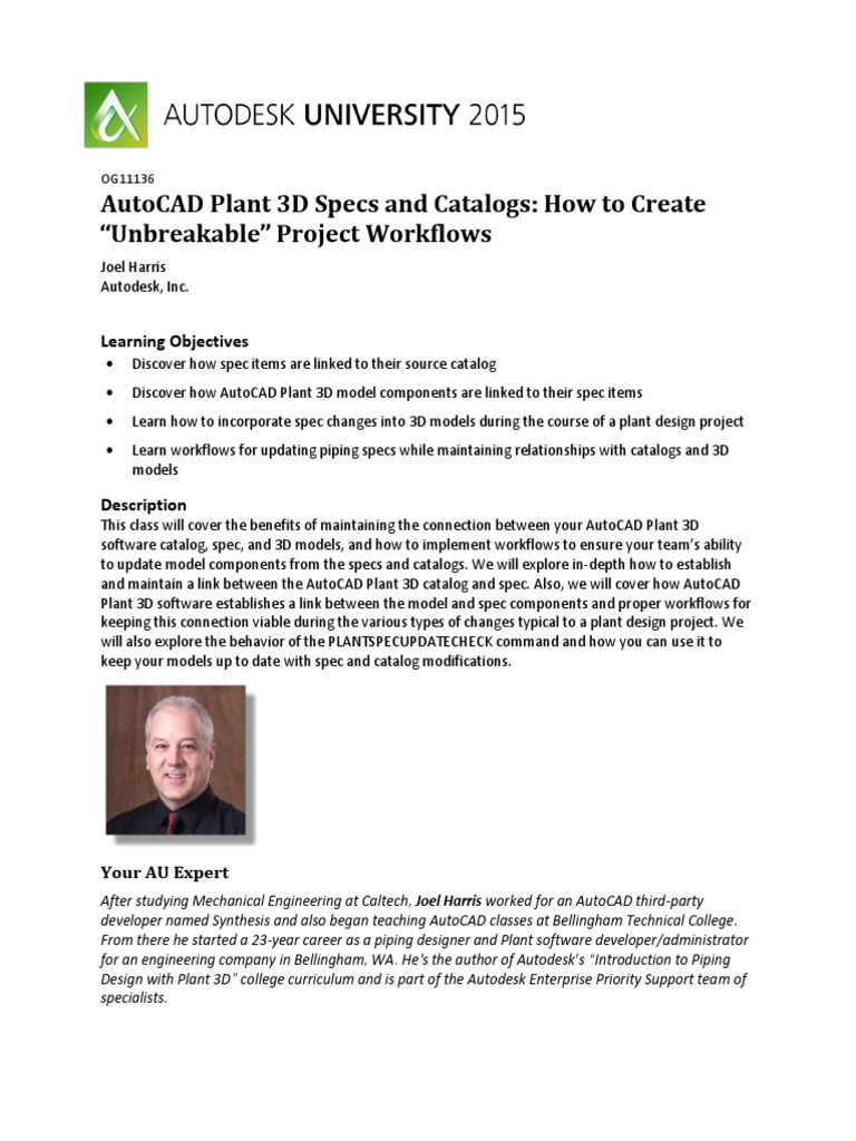 Autocad Plant 3D Specs and Catalogs: How To Create "Unbreakable ...