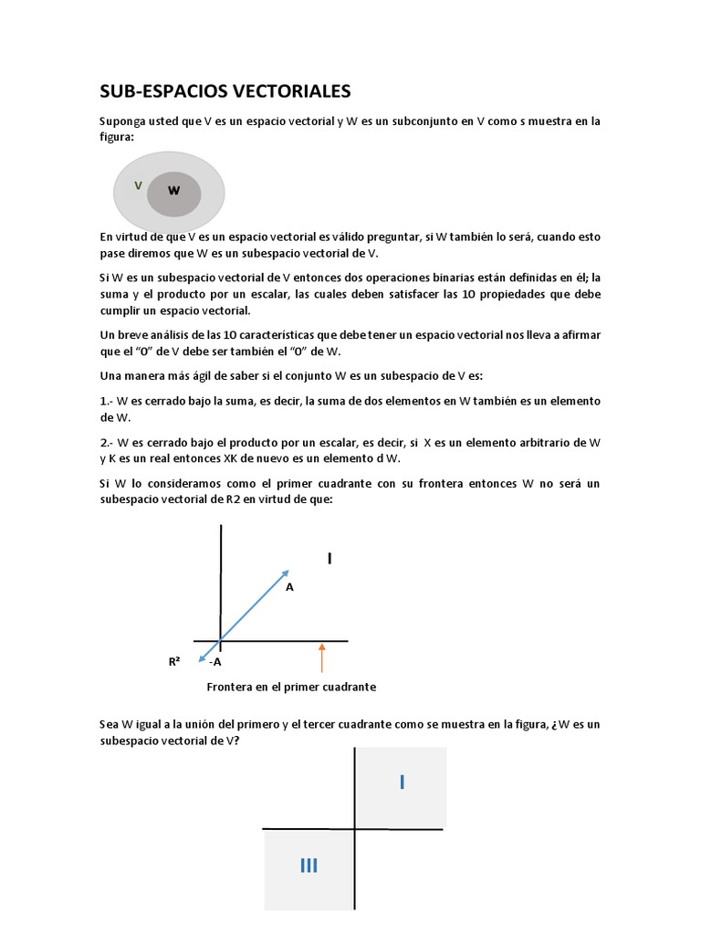 Subespacios Vectoriales | PDF | Espacio vectorial | Base (álgebra lineal)