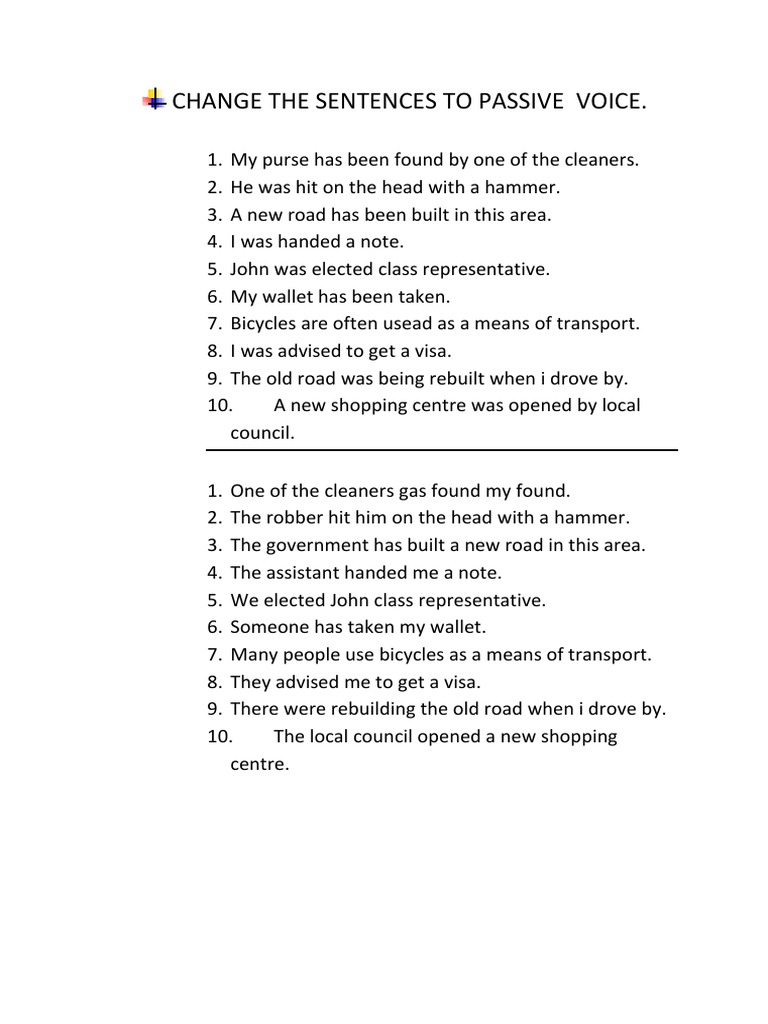 Change The Sentences To Passive Voice | PDF