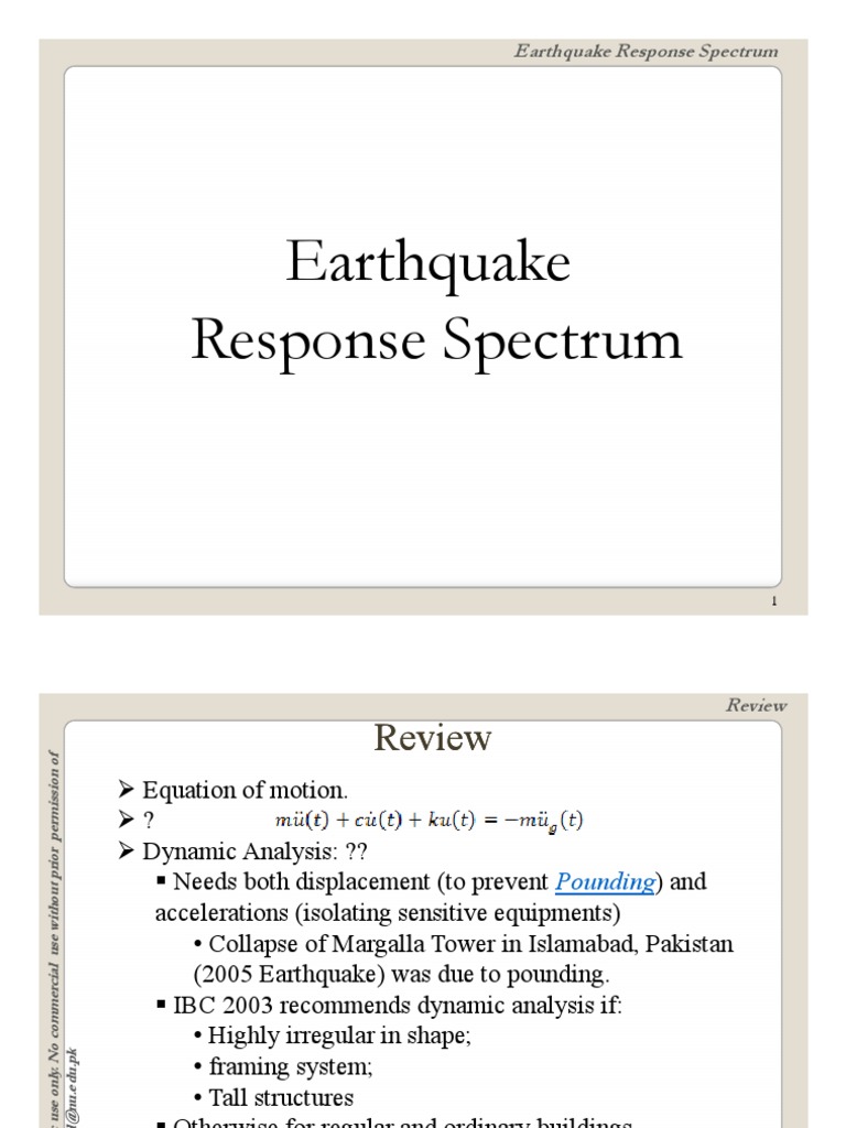 Earthquake Response Spectrum Response Spectrum | PDF | Deformation ...
