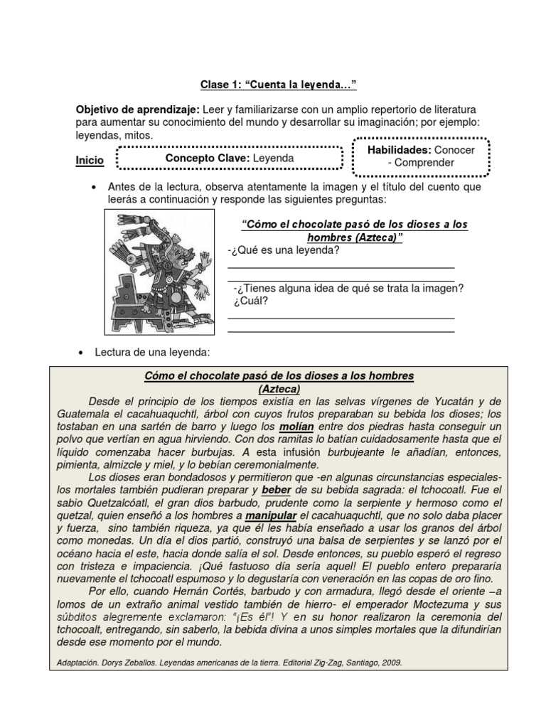 Leyenda Azteca: El Origen del Chocolate | PDF | Aprendizaje