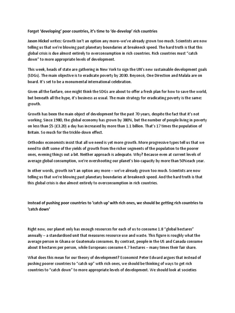 Jason Hickel | PDF | Economic Growth | Quality Of Life