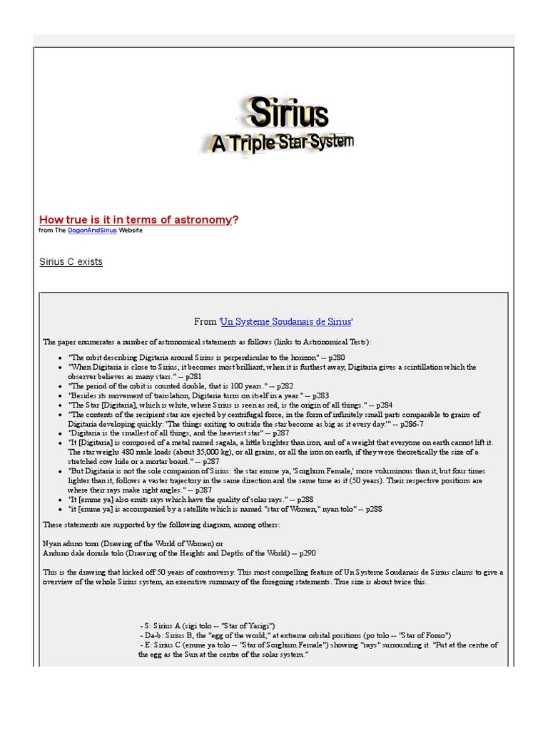 Sirius - A Triple Star System | PDF | Stars | Sun