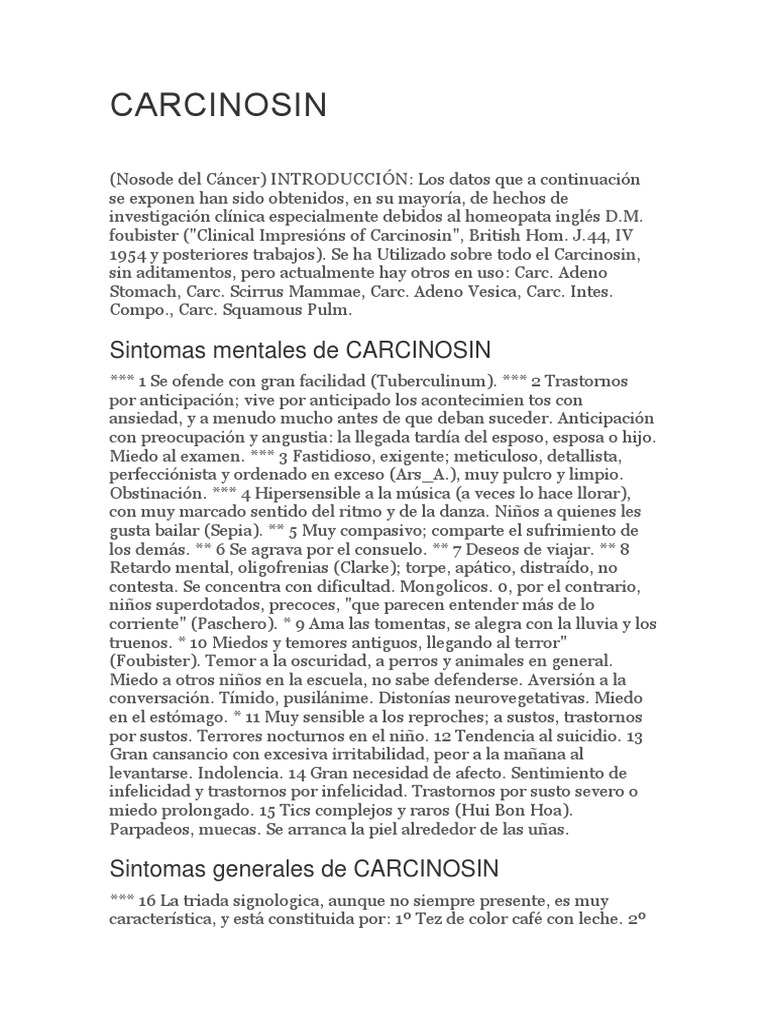 Carcinosin | PDF | Enfermedades y trastornos | Epidemiología