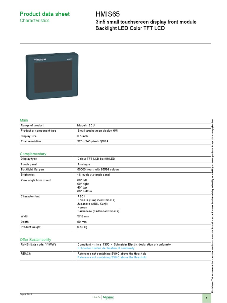 Magelis Scu Hmis65 | PDF | Liquid Crystal Display | Backlight
