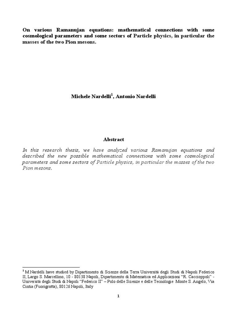 Particle Physics, in Particular The Masses of The Two Pion Mesons | PDF ...
