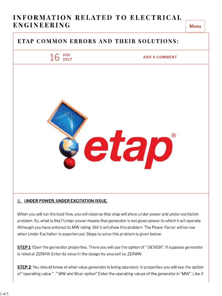 Etap Common Errors and Their Solutions PDF | PDF