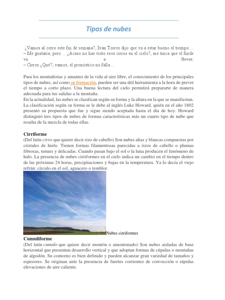 Los 10 tipos de nubes explicados | PDF | Nube | Ciencias atmosféricas