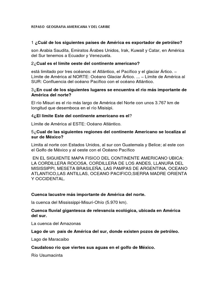 Geografia de America y El Caribe | PDF | Américas | océano Atlántico