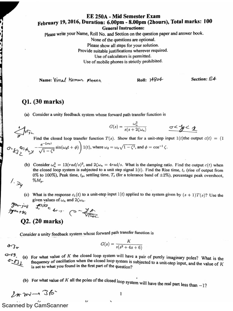 Ee250 Mid Sem | PDF