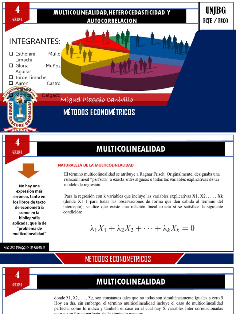 5ta Expo Grupo 4 Multicolinealidad Heterocedasticidad y Autocorrelacion | PDF | Econometría ...