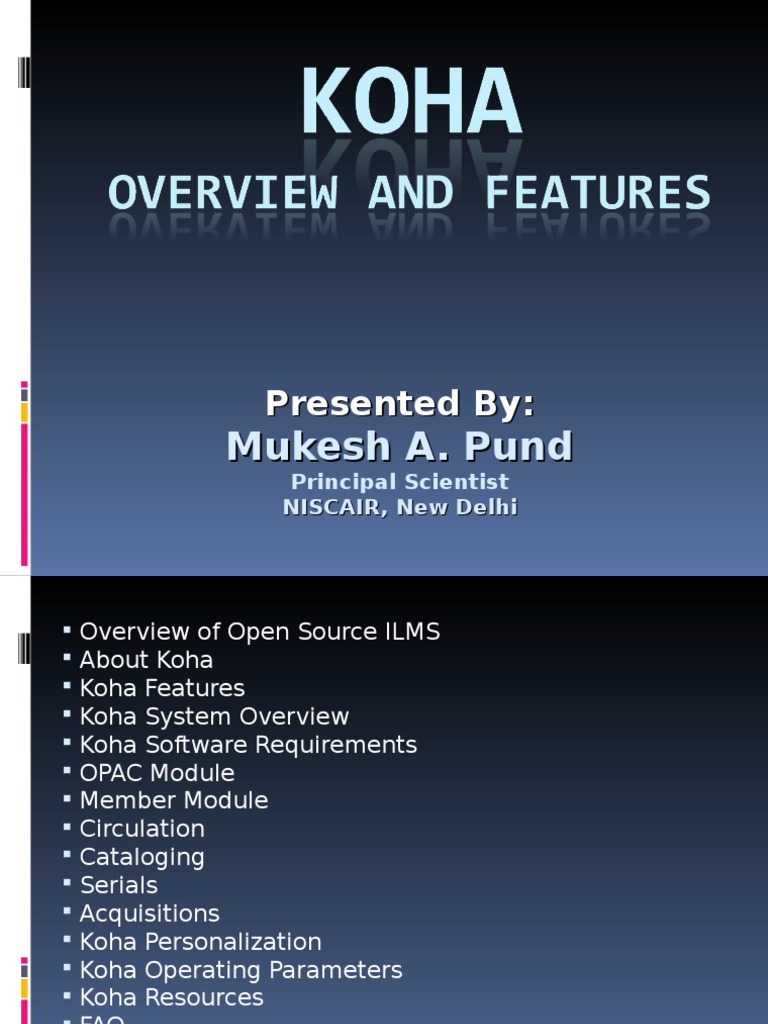 03-KOHA Overview & Features | PDF | Free Software | Linux