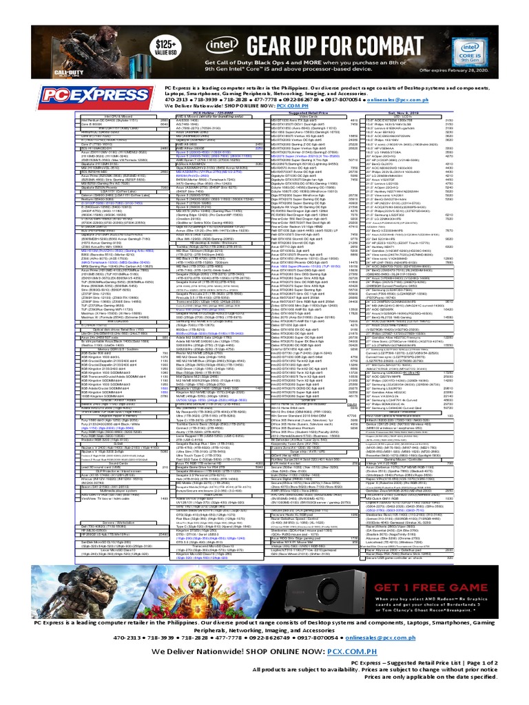 2019-11-09 - PC Express - Suggested Retail Price List PDF | PDF ...