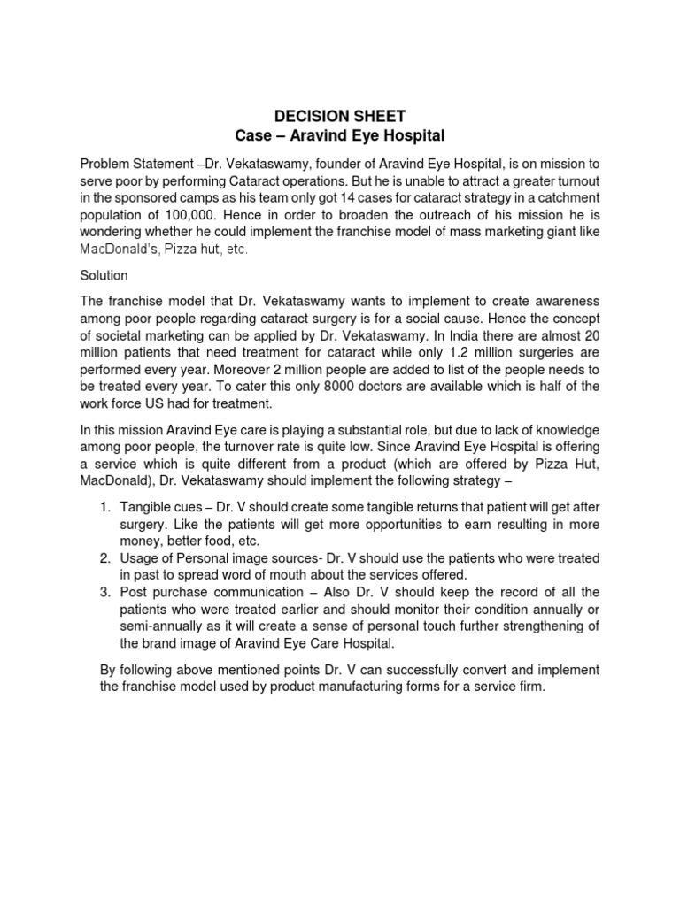 CASE 13 - Aravind Eye Hospital | PDF